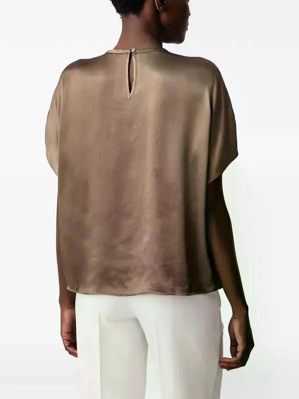 Sisley Satin-finish Short-sleeve Blouse