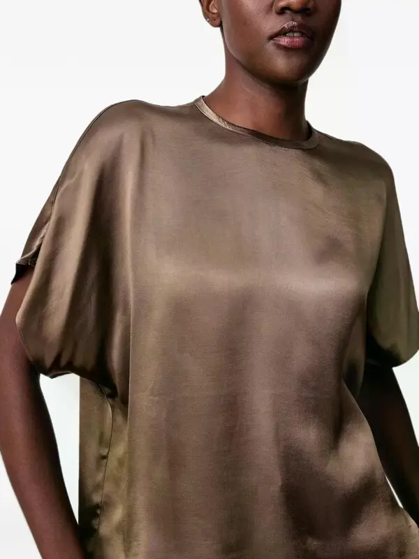 Sisley Satin-finish Short-sleeve Blouse