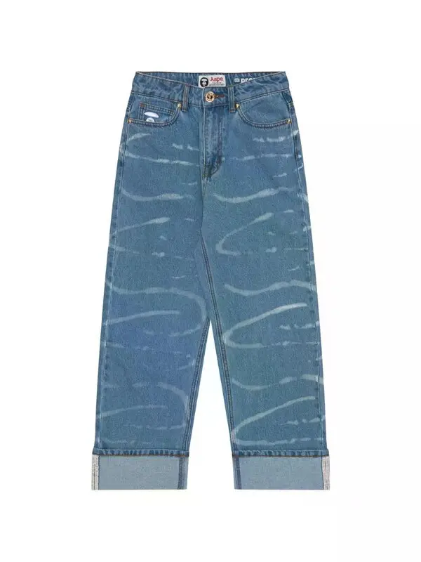 AAPE BY *A BATHING APE Moonface Embroidered Jeans - Blue