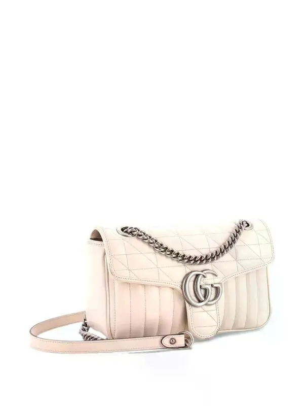 Gucci Gg Marmont Flap Bag Mixed Matelasse Leather Small Shoulder Bag