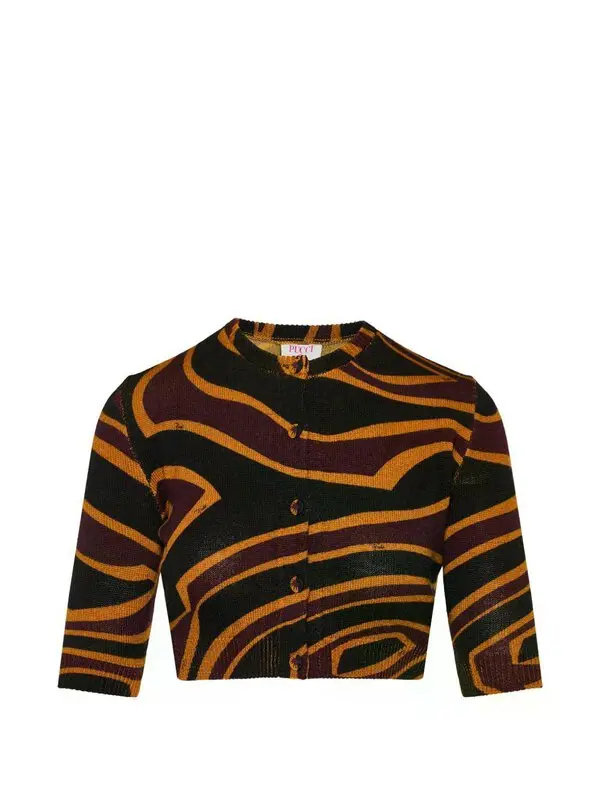 Emilio Pucci Labirinto Abstract-print Cropped Cardigan - Black