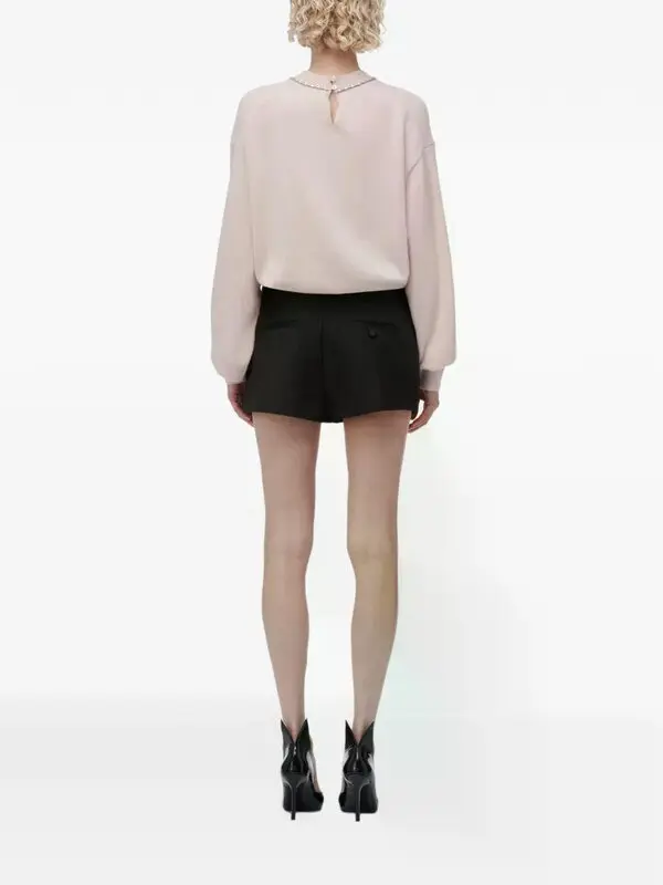 Alexander Wang Long-sleeve Crew With Inlayed Crystal Necklace Sweater