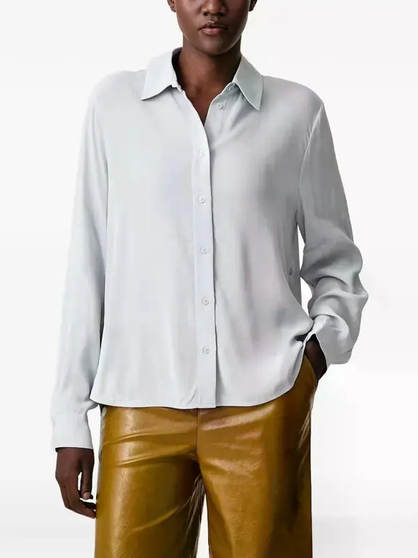 Sisley Button-side Long-sleeve Shirt - Blue