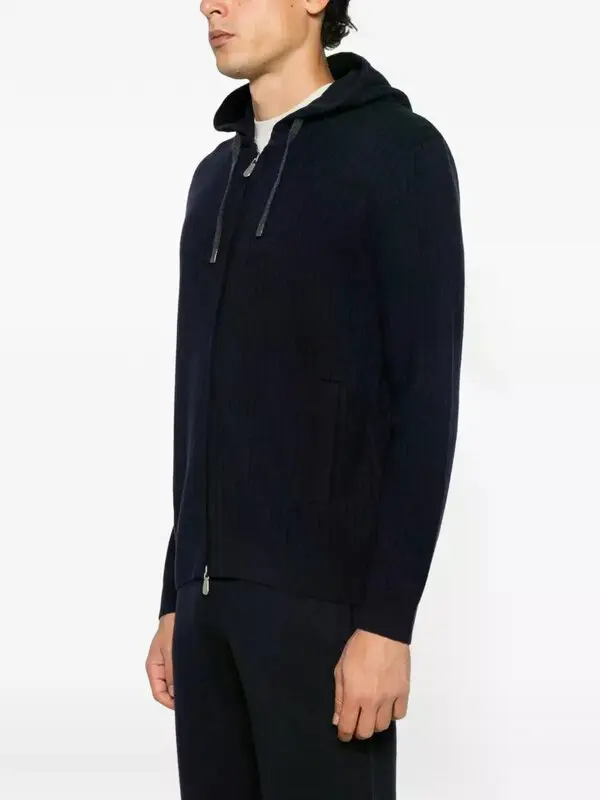 ALBERTO GOZZI Ribbed-knit Zip-up Hoodie