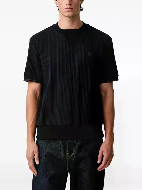 Fred Perry Ribbed-knit Embroidered T-shirt