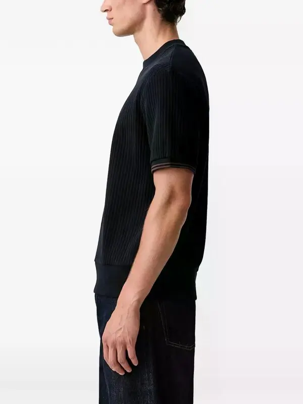 Fred Perry Ribbed-knit Embroidered T-shirt