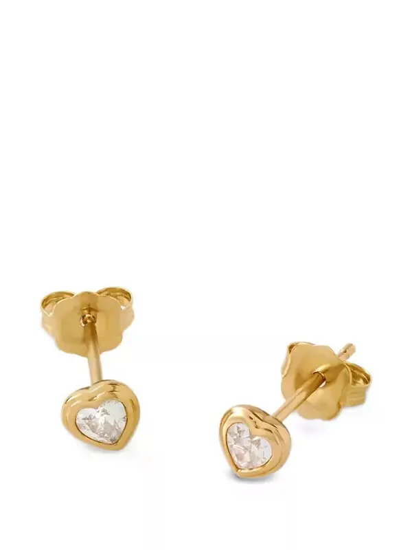 EDGE OF EMBER Heart White Sapphire Stud Earrings