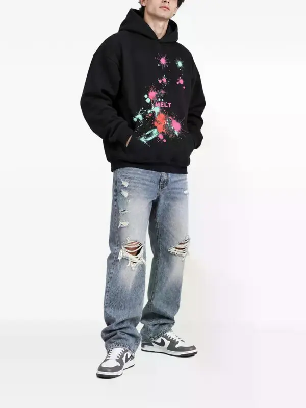 MELT Logo-print Paint-splatter Hoodie