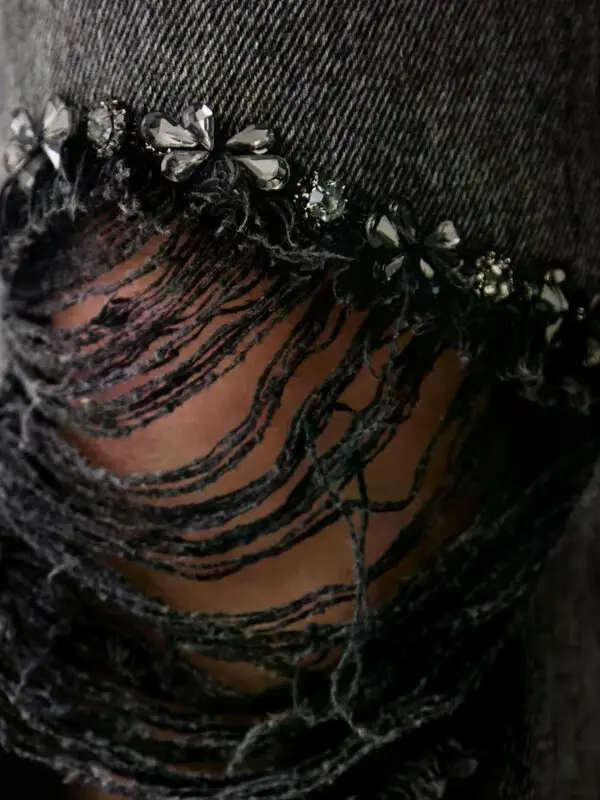 Sisley Embellished Distressed Jeans