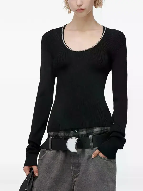 Alexander Wang Crystal-chain Ribbed-knit Top