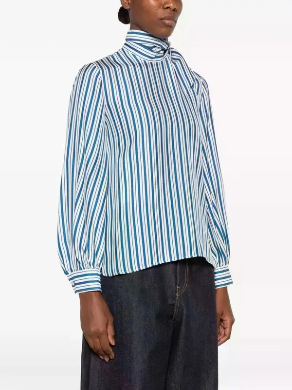 Max Mara Pinstriped Pussy-bow Blouse