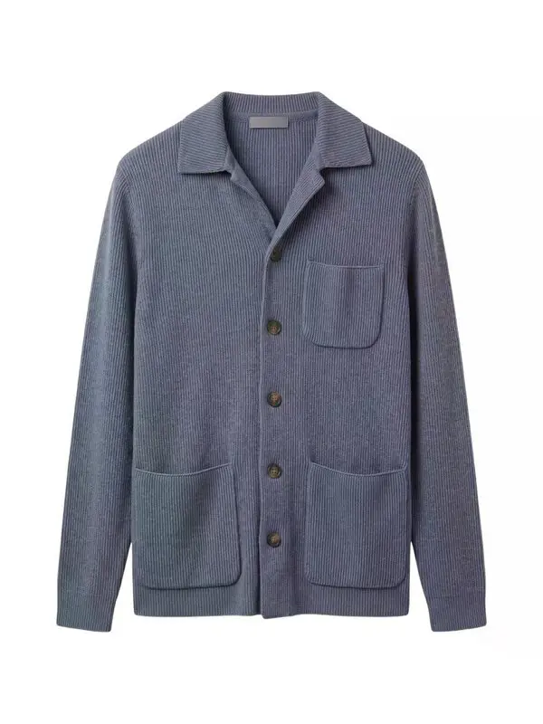 LARDINI Ribbed-knit Patch-pocket Jacket