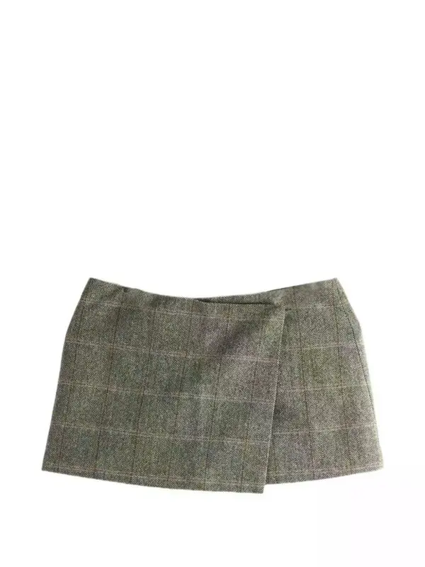 Sporty & Rich Astrid Check Wrap Mini Skirt