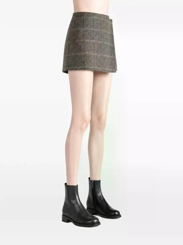 Sporty & Rich Astrid Check Wrap Mini Skirt