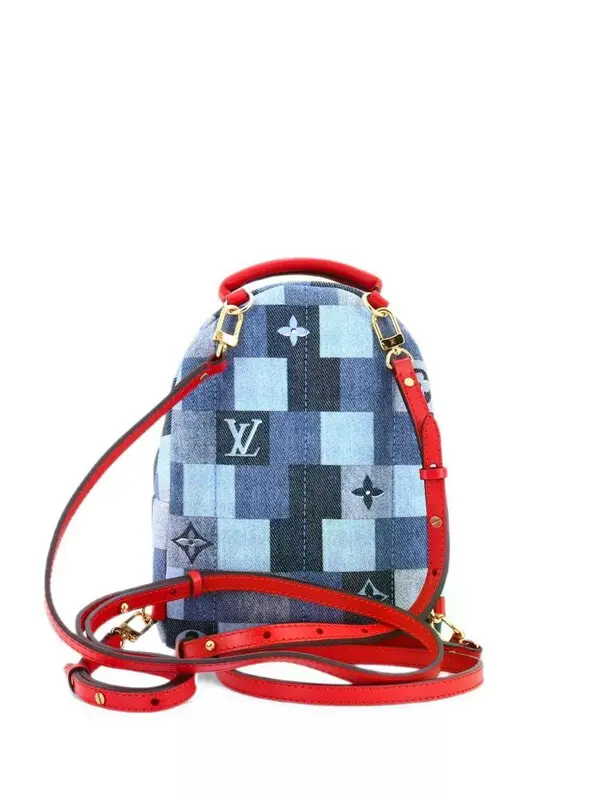LOUIS VUITTON Palm Springs Damier And Monogram Patchwork Denim Mini Backpack