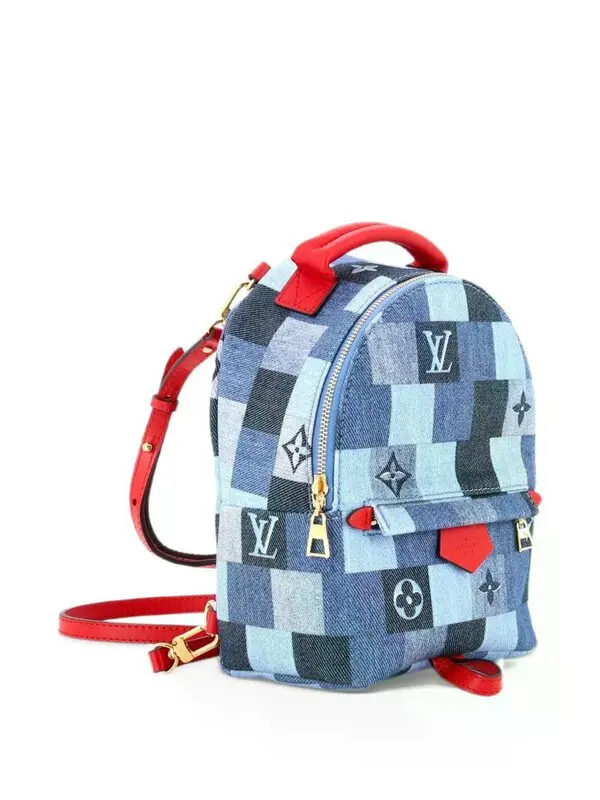 LOUIS VUITTON Palm Springs Damier And Monogram Patchwork Denim Mini Backpack