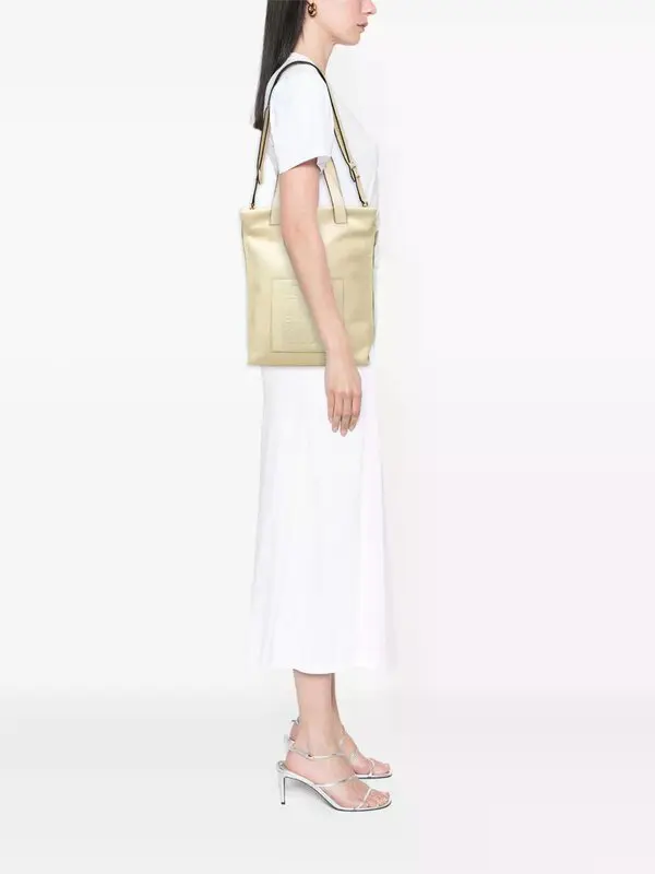 Loewe 2000-2026 Linen Embossed Calfskin Anagram Shopper Tote Satchel