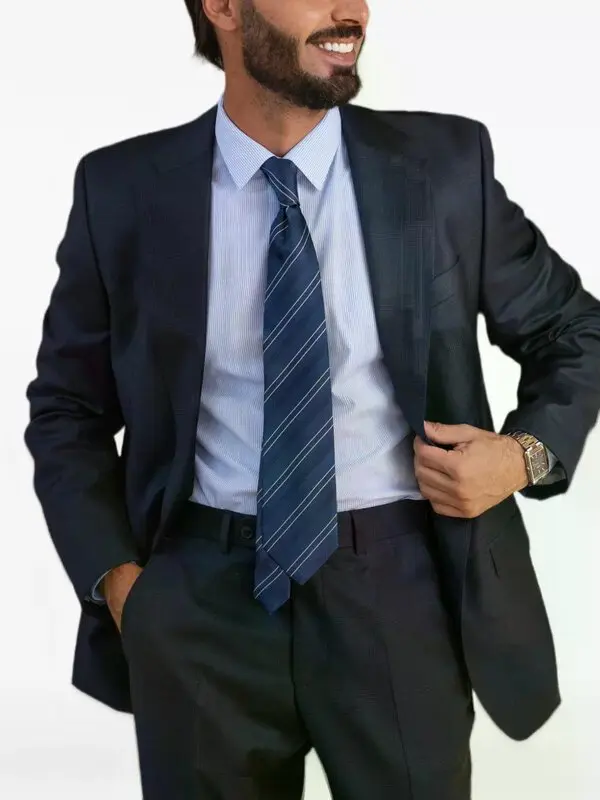 ELIZABETTA Varese Striped Silk Tie - Marine Blue