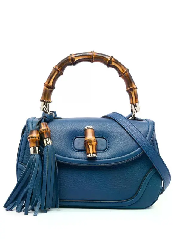 Gucci 2016-2026 Medium Calfskin New Bamboo Satchel - Blue