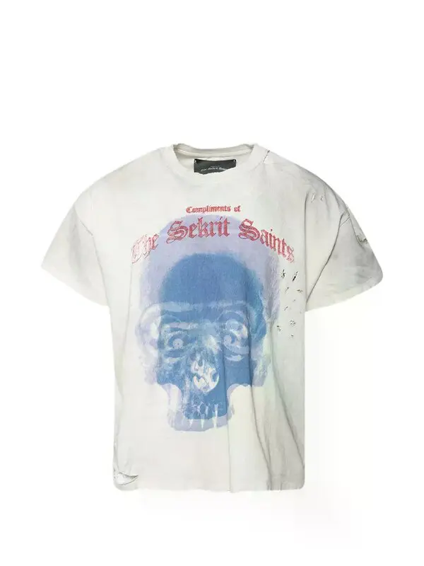SEKRIT Cranium Distressed-finish T-shirt