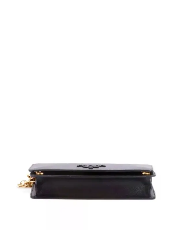 Prada Monochrome Wristlet Wallet On Chain Saffiano Leather Mini Clutch Bag