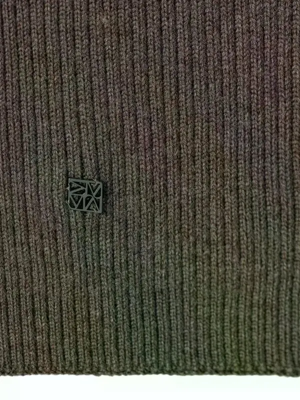 MOS MOSH Mmtova Ribbed-knit Logo-plaque Scarf - Brown