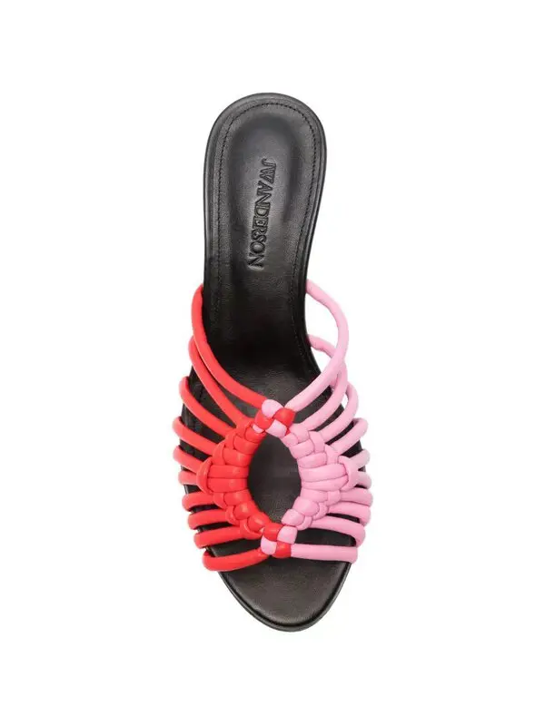 JW Anderson Woven Heeled Leather Plot Sandals In & Bubblegum Pink
