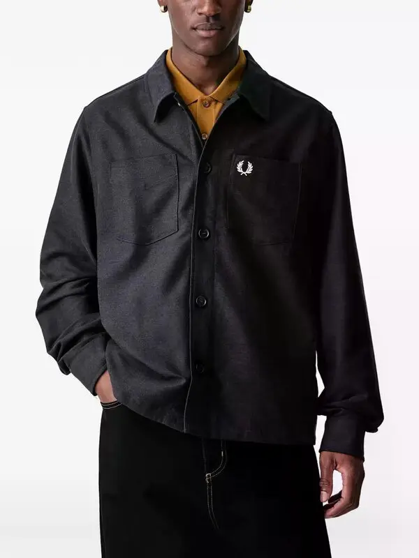 Fred Perry Logo-embroidered Chest-pocket Shirt - Grey