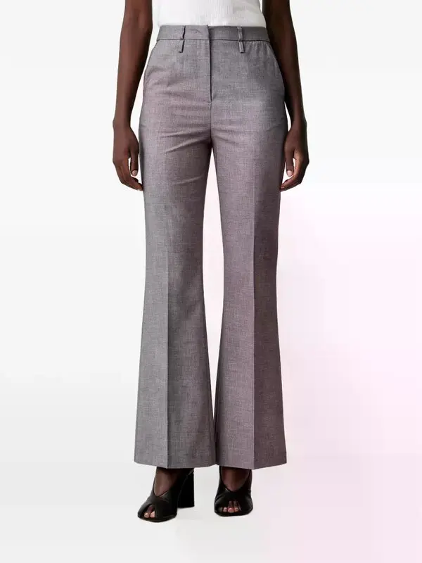 Sisley Pressed-crease Flared Trousers - Grey