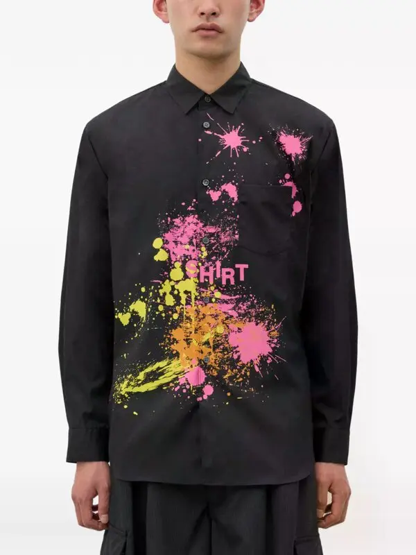 Comme Des Garçons Paint-splatter Longsleeved Shirt
