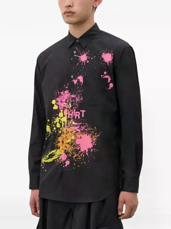 Comme Des Garçons Paint-splatter Longsleeved Shirt