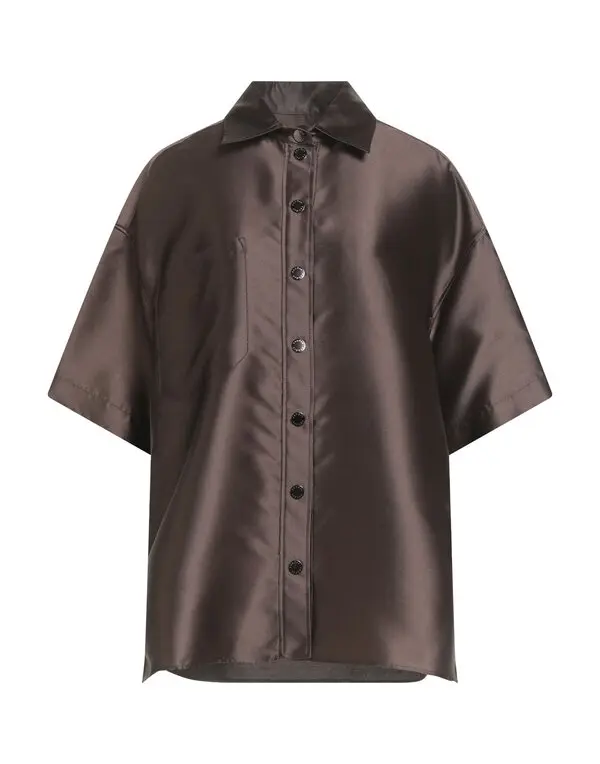 Sandro Shirt Chocolate Size Polyester, Silk