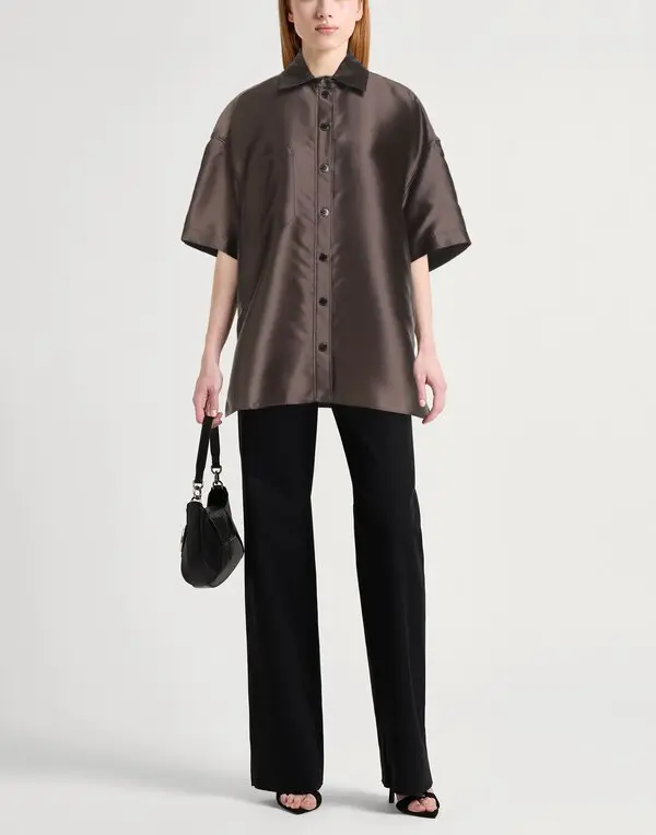 Sandro Shirt Chocolate Size Polyester, Silk