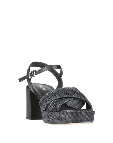 POLLINI Sandals Size Leather, Natural Raffia