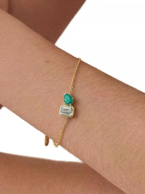 EDGE OF EMBER Toi Et Moi Strength Onyx And Topaz Bracelet - Gold