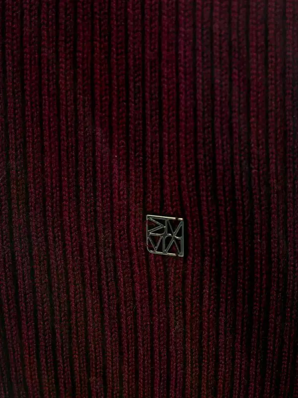MOS MOSH Mmtova Ribbed-knit Logo-plaque Scarf - Red