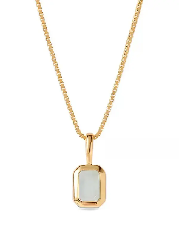 EDGE OF EMBER Deco Birthstone Aquamarine Necklace - Gold