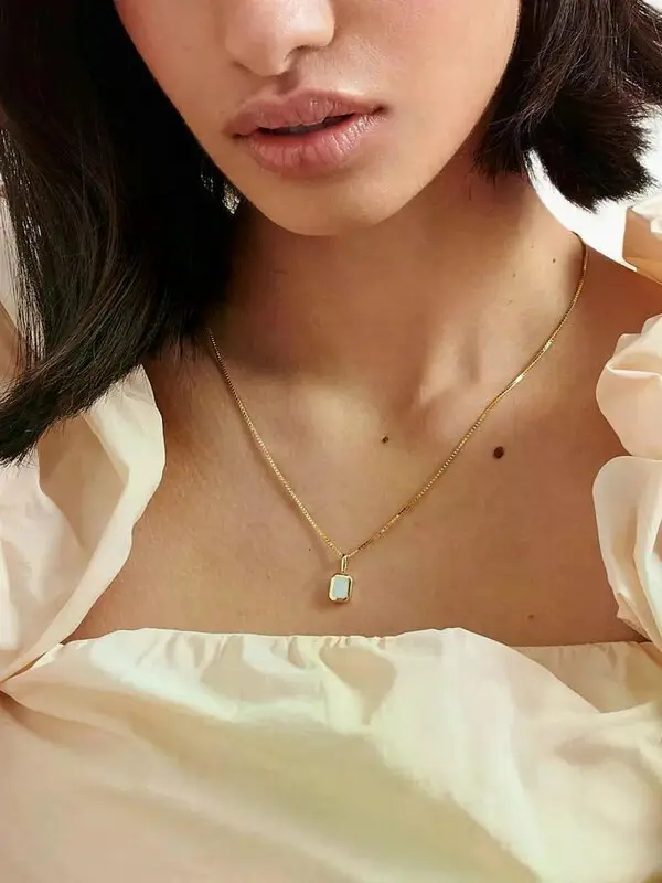 EDGE OF EMBER Deco Birthstone Aquamarine Necklace