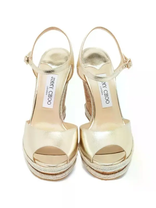 JIMMY CHOO Perla Leather Wedge Sandals