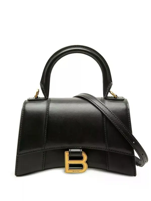 Balenciaga 2018-2026 Calfskin Hourglass Top Handle Bag Xs Satchel - Black