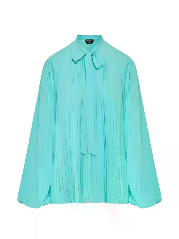 TOM FORD Crepe-de-chine Sunray-plissé Lavalliere Shirt