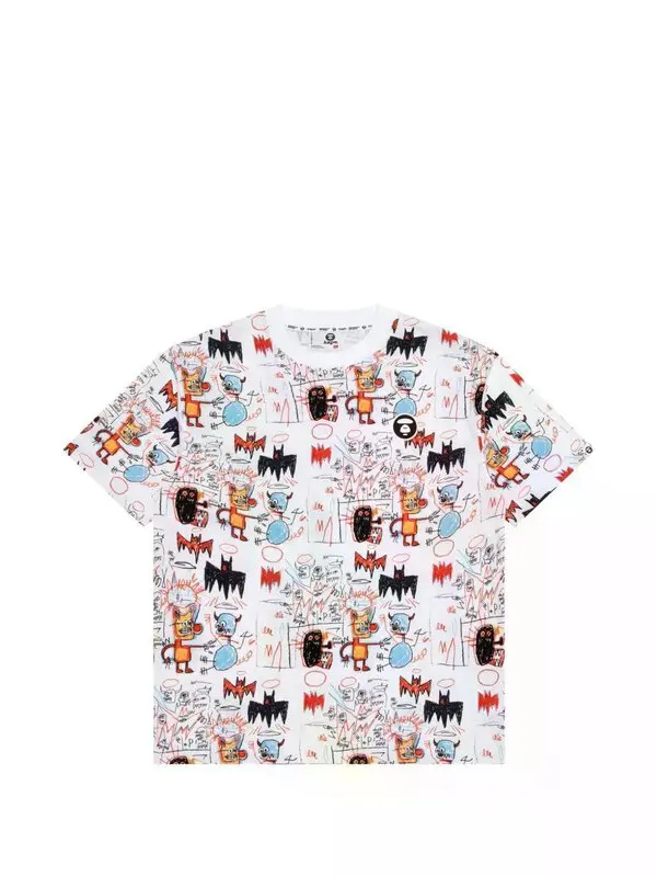 AAPE BY *A BATHING APE X Jean-michel Basquiat Moonface Graphic-print T-shirt - White