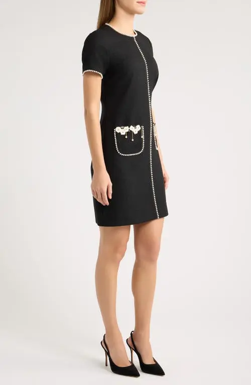 TAHARI ASL Pearl And Paillette Bouclé Sheath Dress