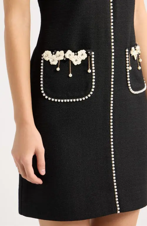 TAHARI ASL Pearl And Paillette Bouclé Sheath Dress