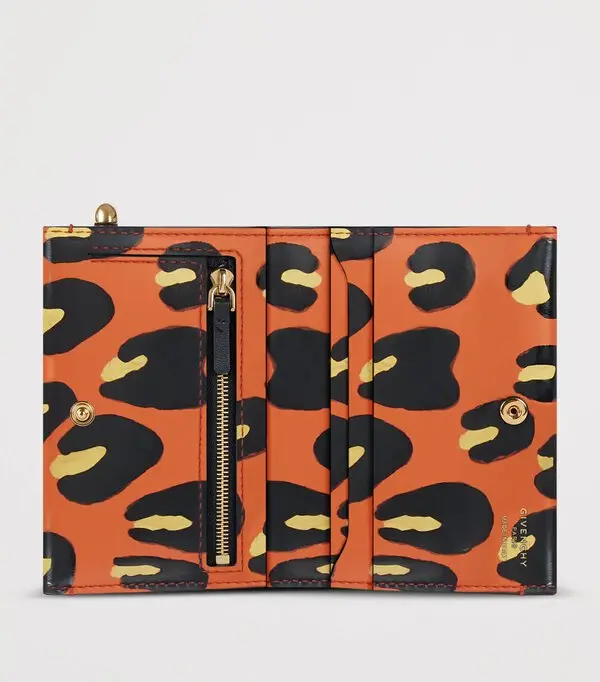Givenchy Leather Leopard Print Pinch Bifold Wallet