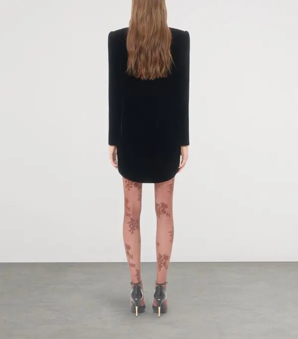 Valentino Garavani Velvet Lace-trim Mini Dress - Black