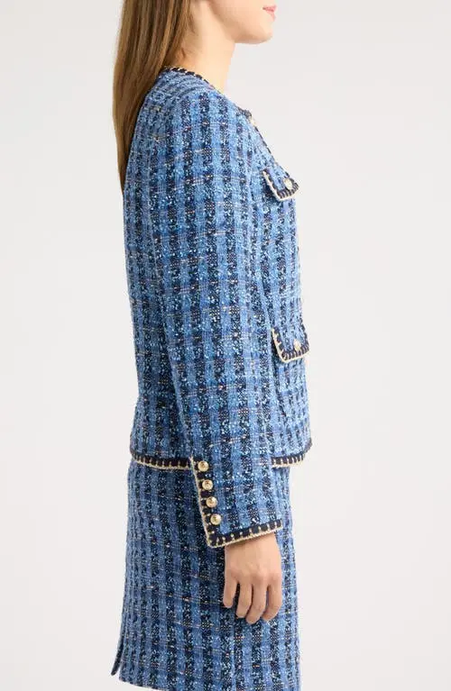 TAHARI ASL Collarless Boucle Jacket