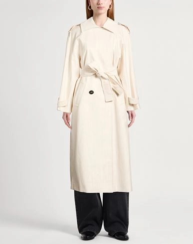 Max & Co. Overcoat & Trench Coat Ivory Size Cotton, Virgin Wool