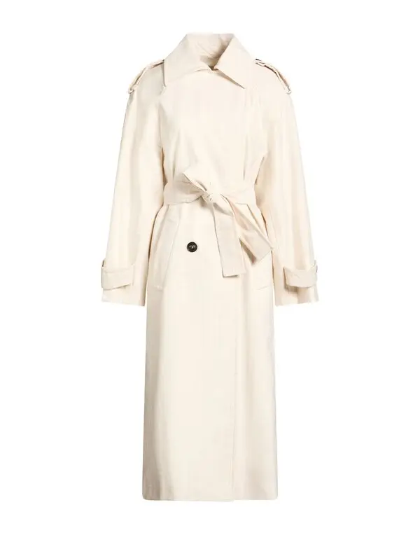 Max & Co. Overcoat & Trench Coat Ivory Size Cotton, Virgin Wool