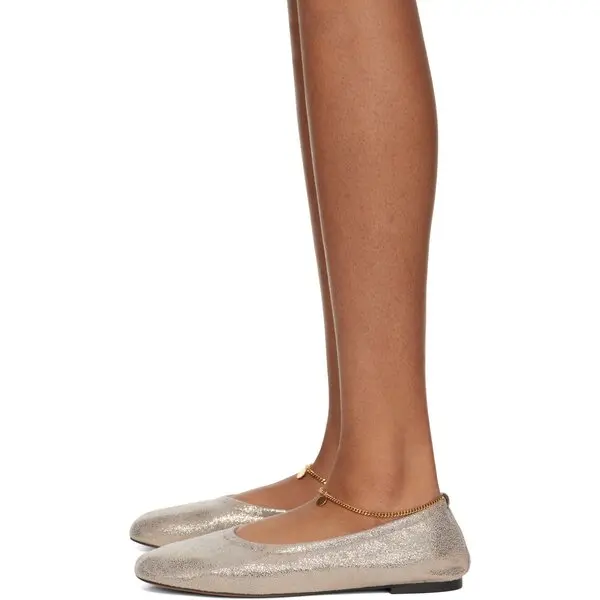 Stella McCartney Chain-detail Crackled-effect Ballet Flats